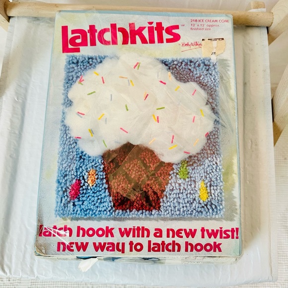 Vintage | Art | Vintage 8s Latch Hook Rug Kit Ice Cream Cone 981 Betty ...